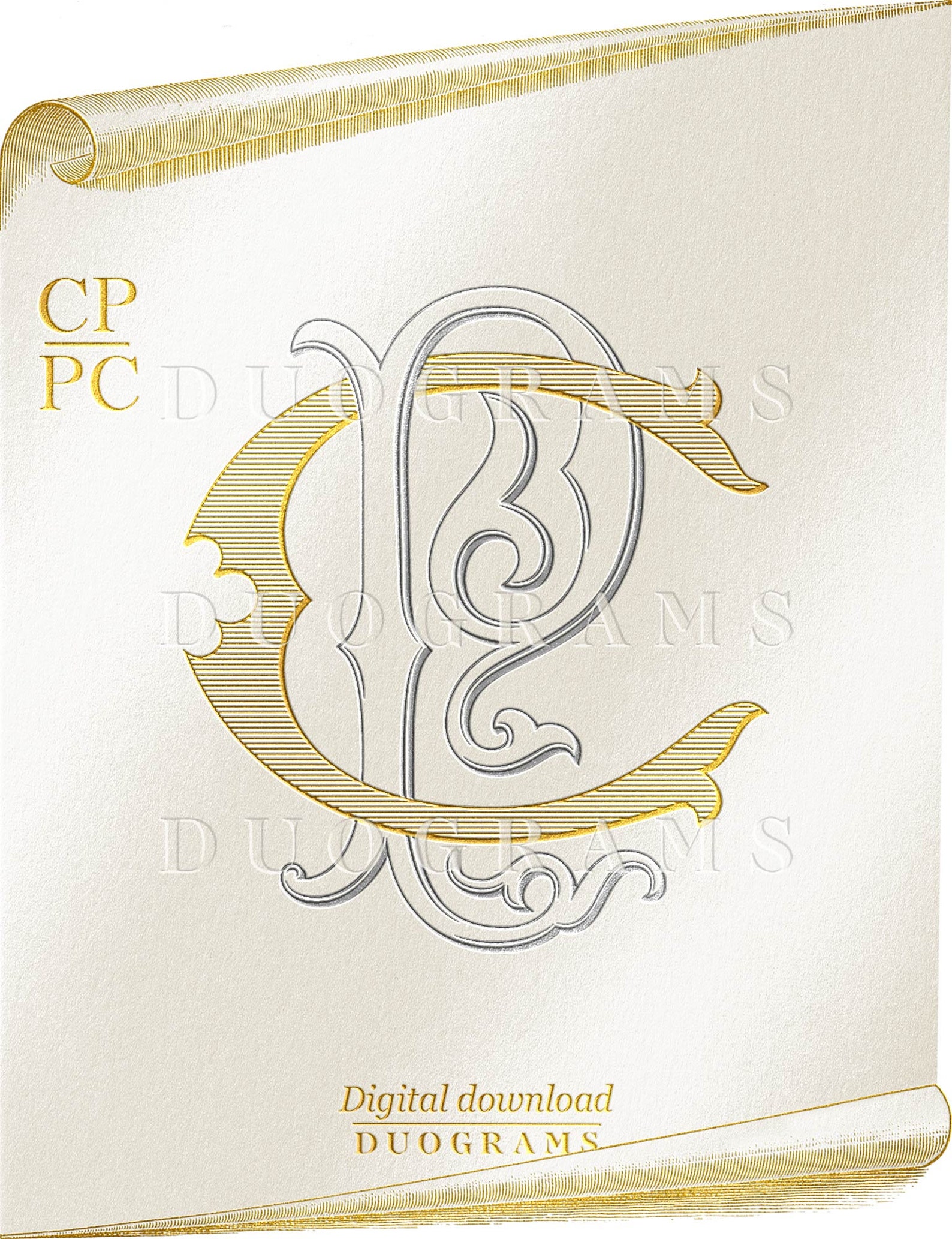 CP PC Vintage Wedding Monogram Logo Design C P Two Letter Monogram M C ...