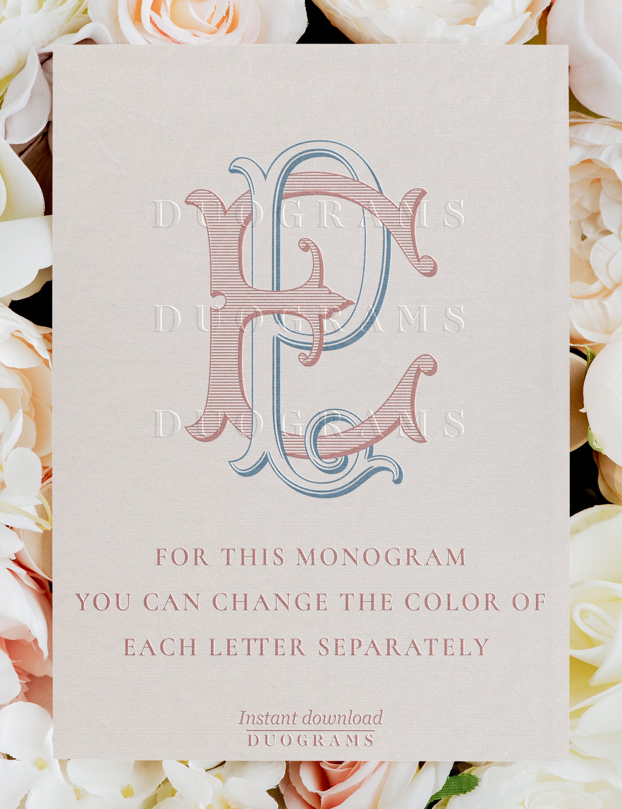 Vintage Wedding Monogram Logo EP PE Duogram E P Intertwined Monogram P ...