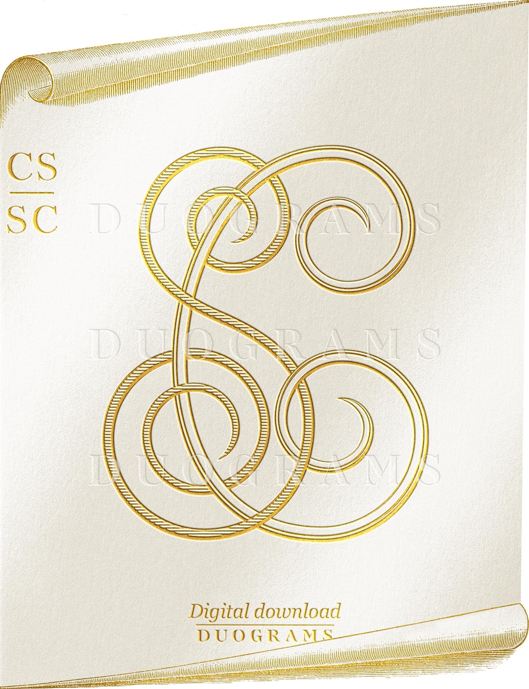 Wedding Monogram Logo Design CS SC Monogram Wreath SVG Digital Download ...