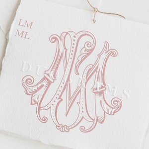 Vintage Wedding Monogram Logo LM or ML Two Letter Monogram, SVG & Png ...