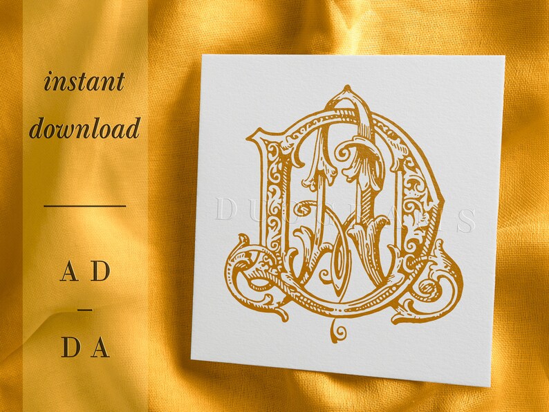 Vintage Monogram Logo Design AD DA Digital Download A D - Etsy