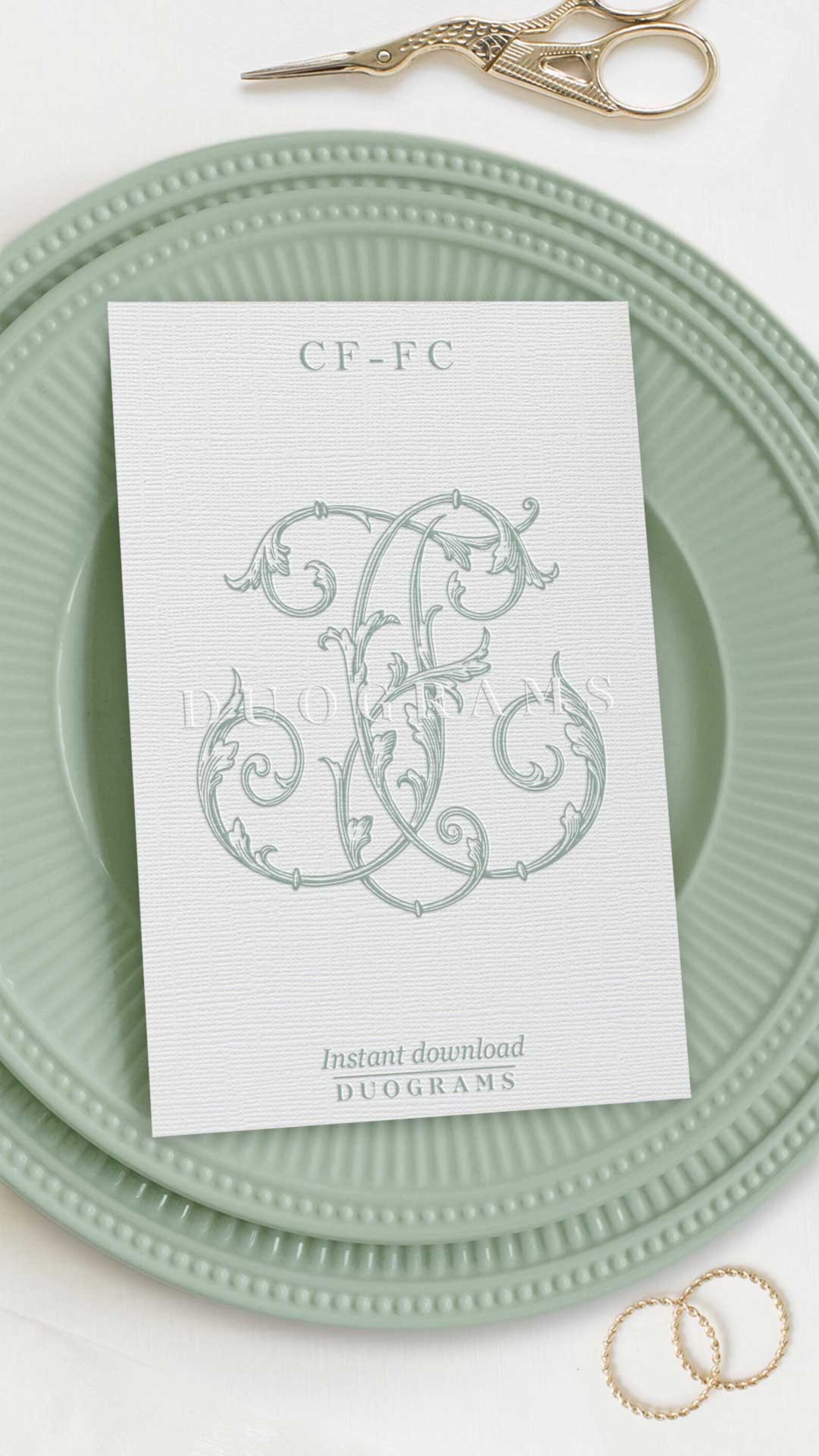 CF FC Vintage Wedding Monogram Logo Design F C Digital Download 2 ...