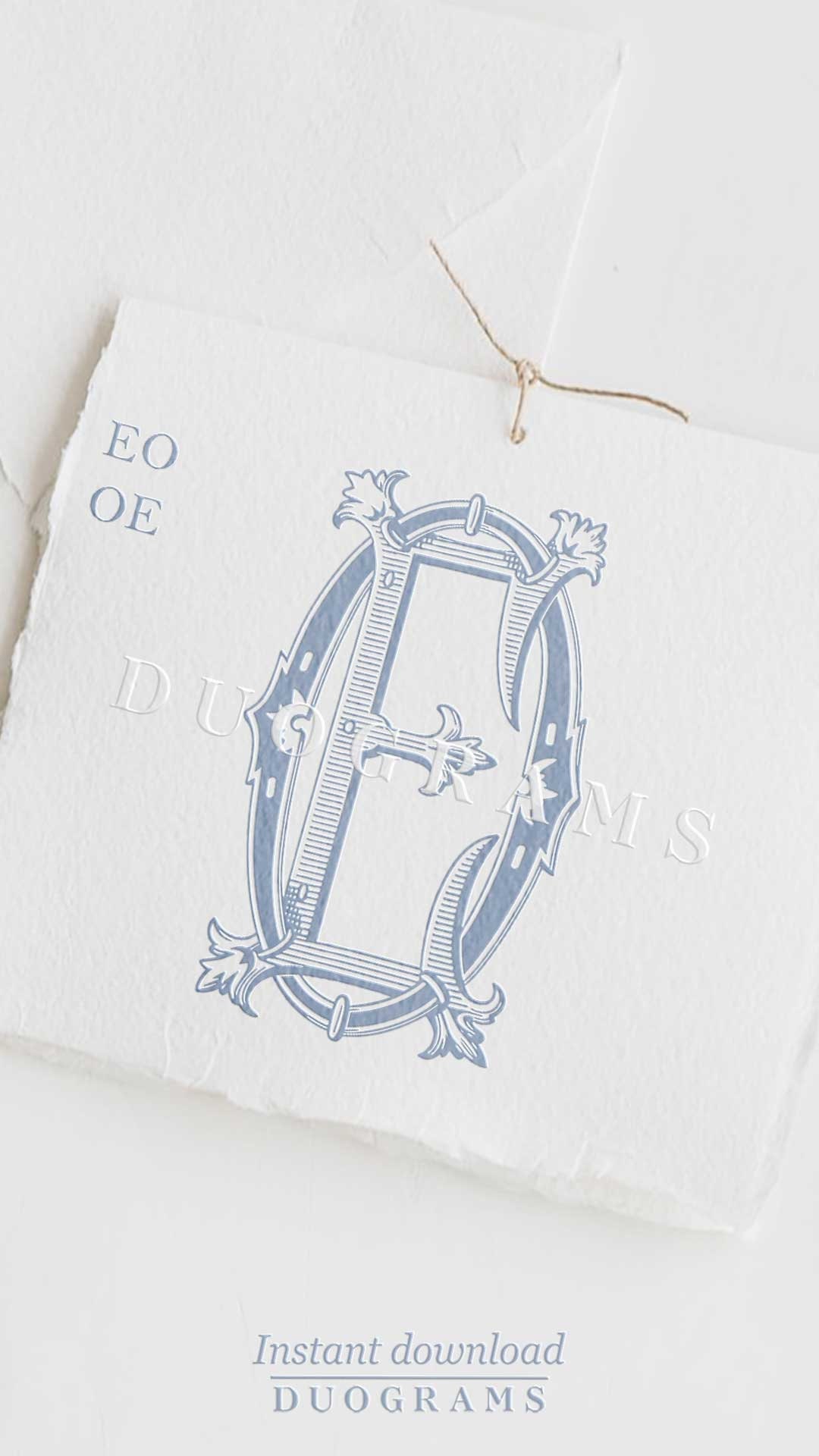 Vintage Monogram Logo EO or OE Interlocked Monogram Design E O Wedding ...