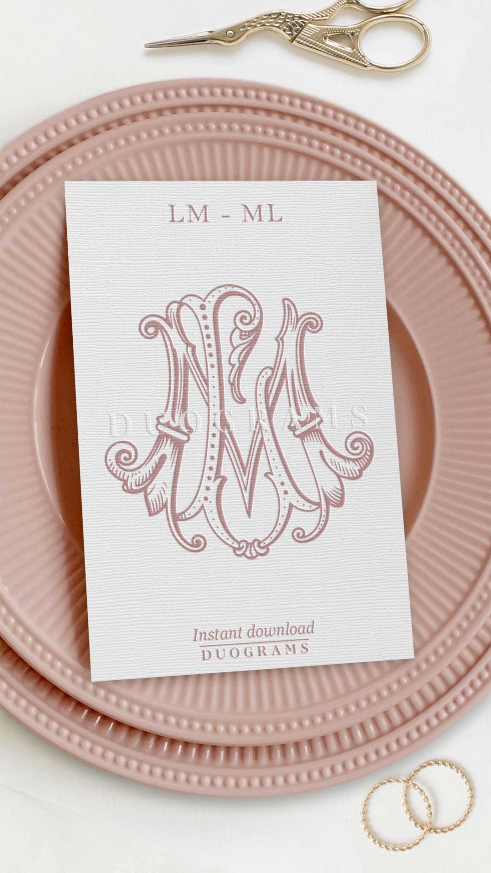 Vintage Wedding Monogram Logo LM or ML Two Letter Monogram, SVG & Png ...