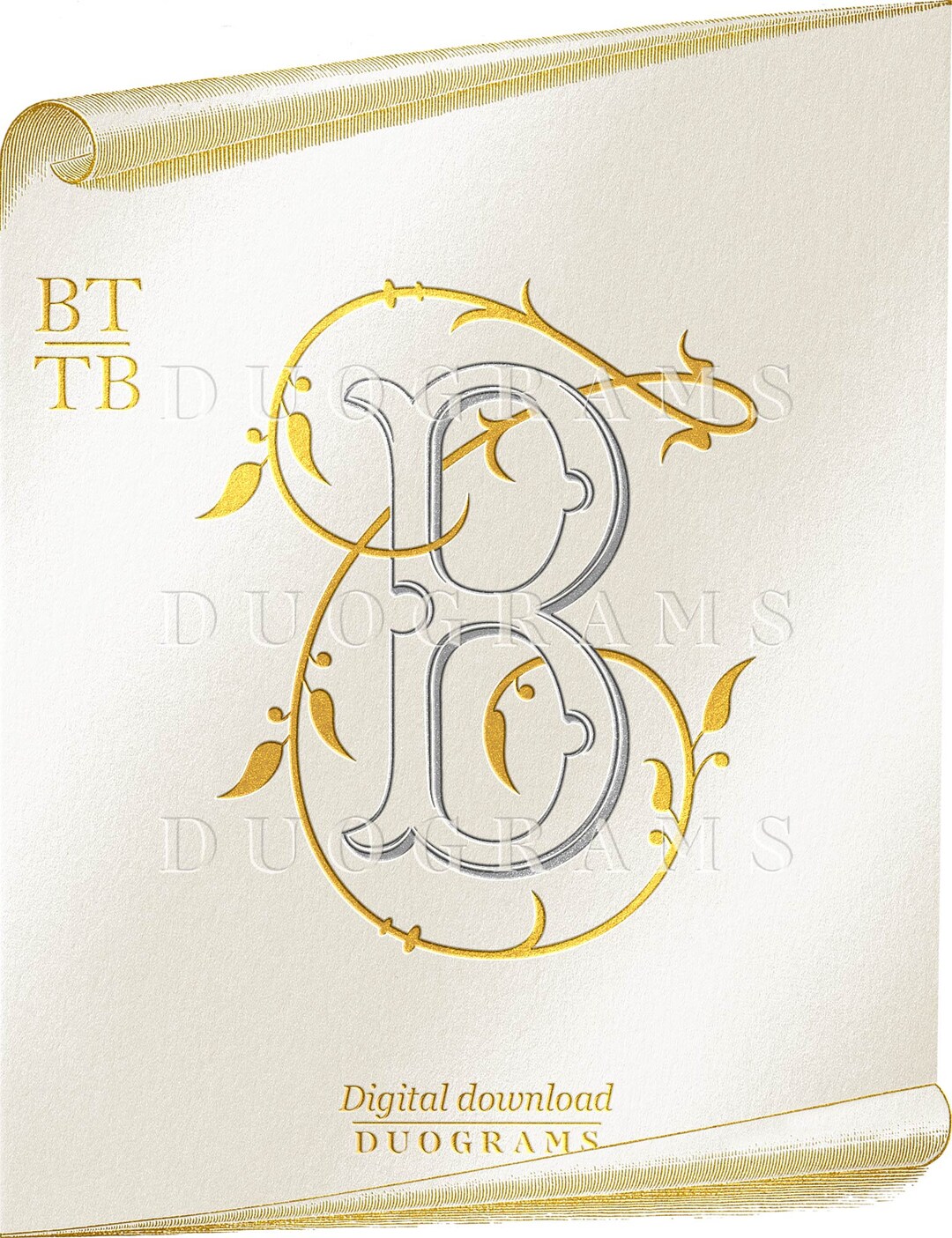 BT TB Wedding Monogram Logo Design SVG 2-letter Monogram B T Digital ...