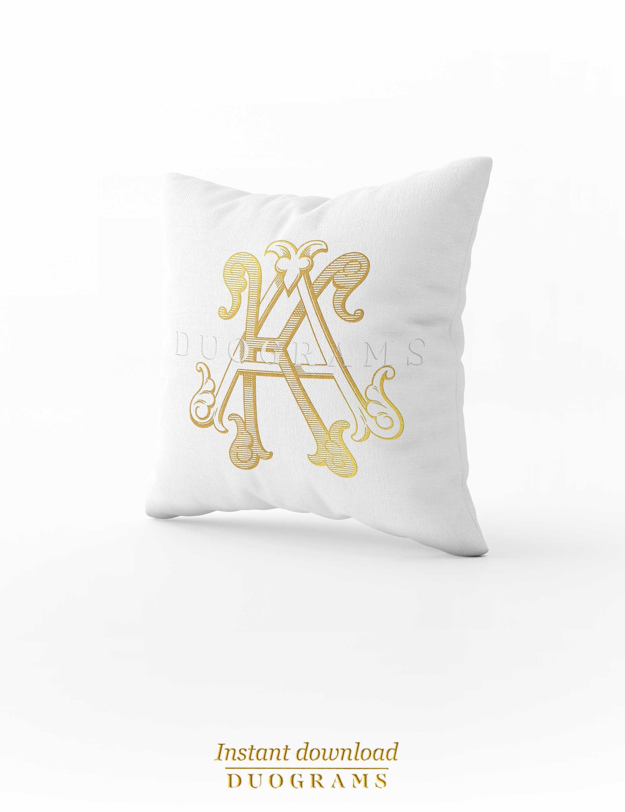 Vintage Wedding Monogram Logo AK or KA Interlocking Monogram Design A K ...