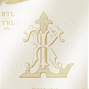 3 Letter Monogram RTL TRL Vintage Wedding Monogram - Etsy