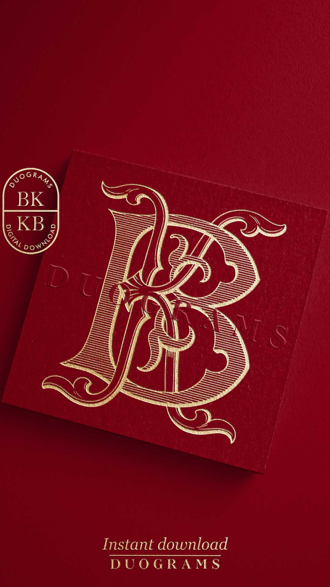 Interlocking Vintage Monogram BK or KB Two Letter Monogram Logo Design ...