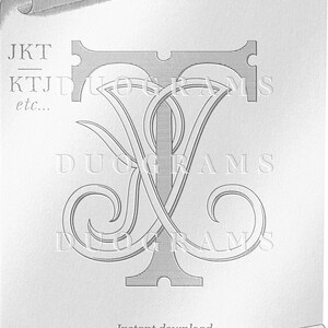 3 Letter Wedding Monogram Logo JKT or KTJ or TJK Interlocked Monogram ...