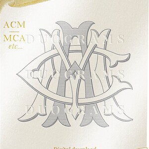 3 Letter Wedding Monogram Logo ACM or MCA or CMA Interlocking Monogram ...