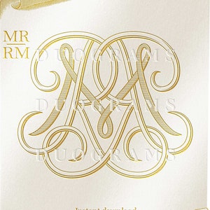 Wedding Monogram MR or RM Two Letter Monogram Logo Design M R Duogram R ...