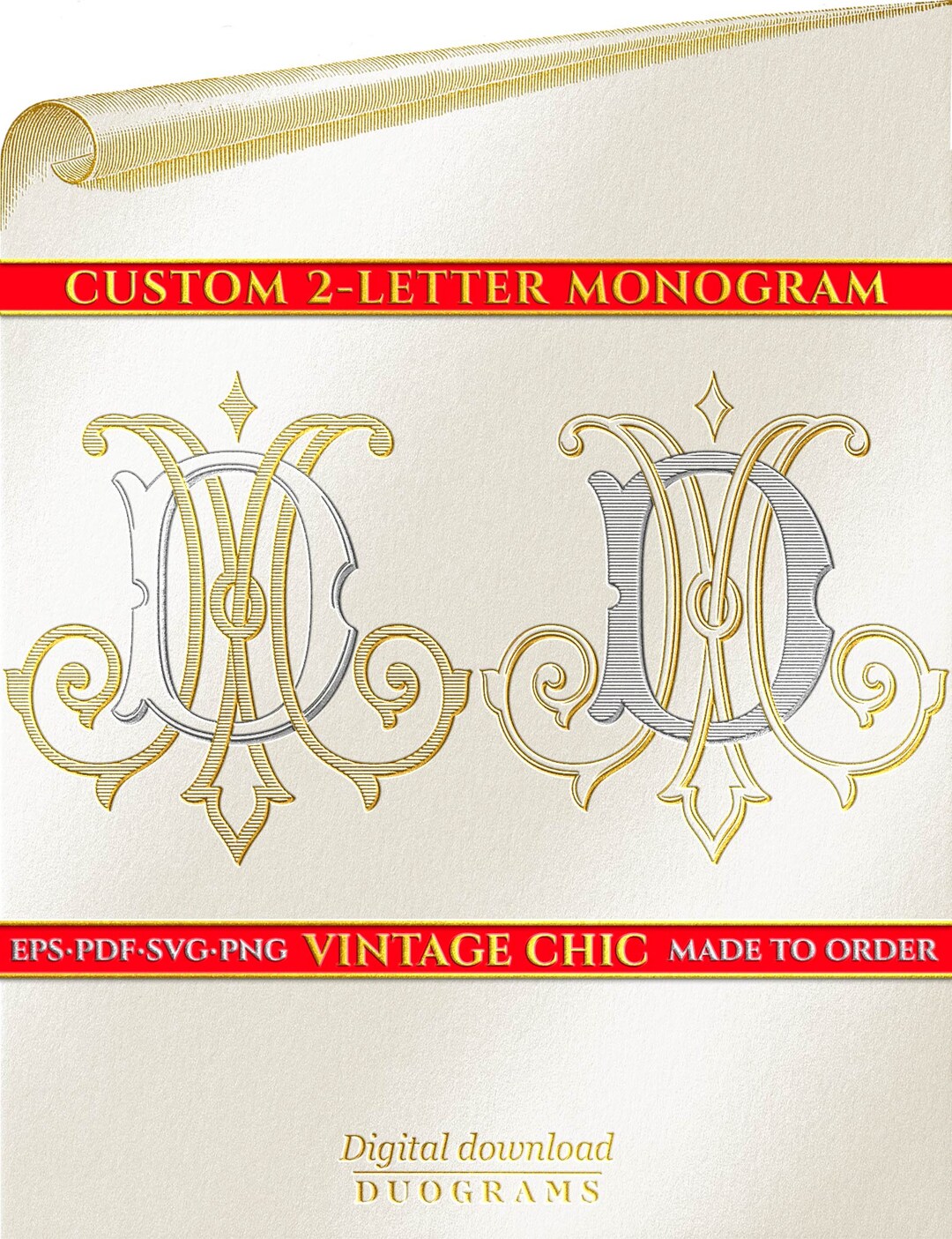 Two Letter Monogram | Custom Wedding Monogram Logo Design | SVG & PNG ...