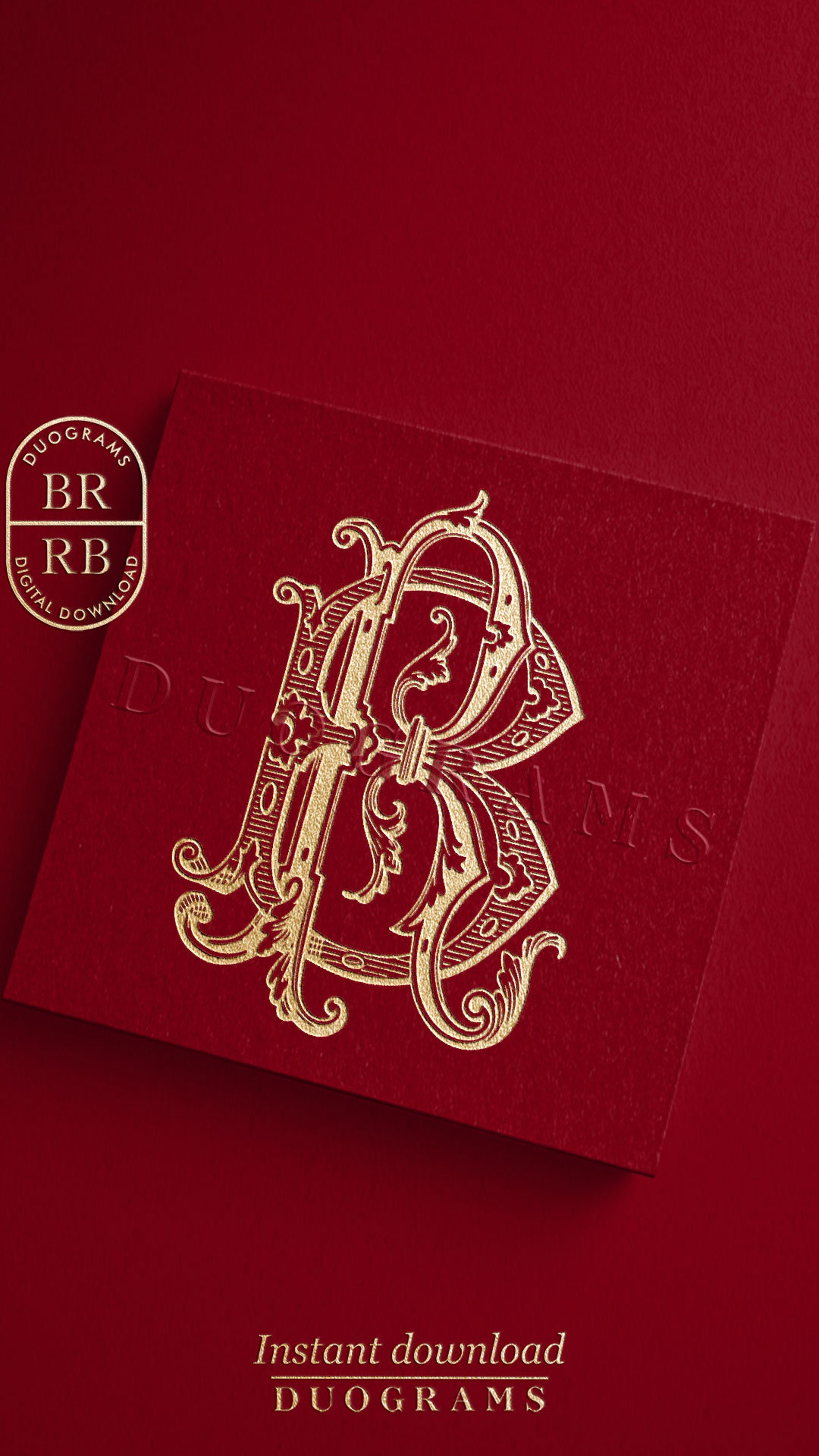 Vintage Monogram Logo BR or RB Interlocking Monogram Design B R Wedding ...