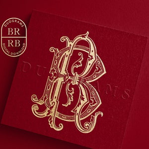 Vintage Monogram Logo BR or RB Interlocking Monogram Design B R Wedding ...