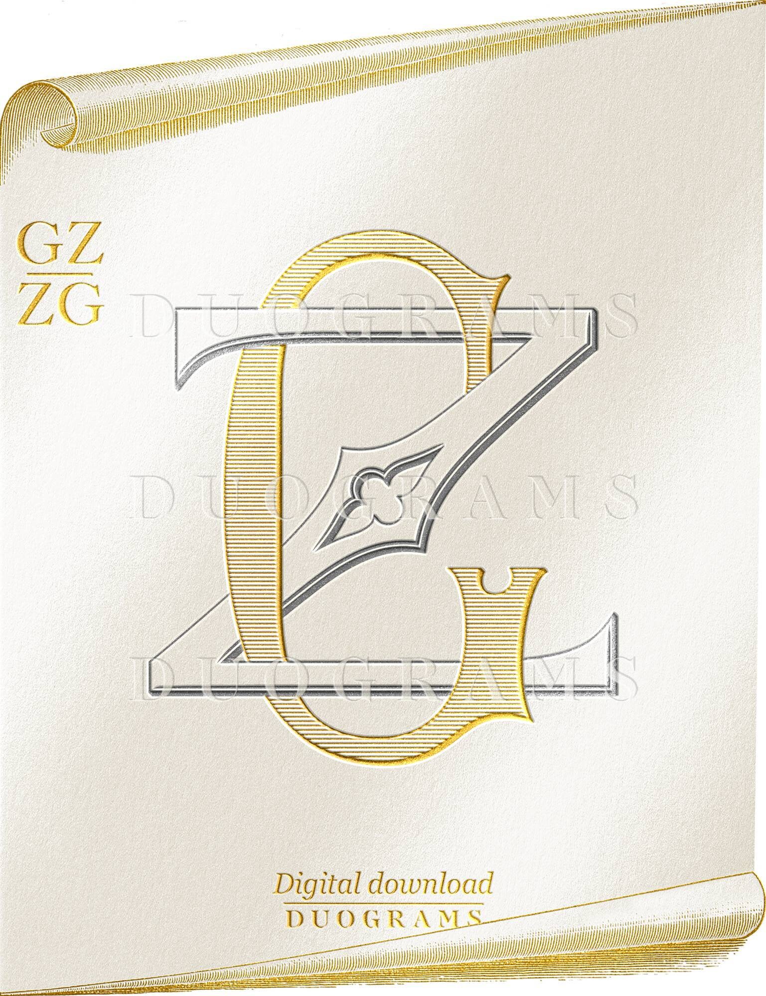 GZ ZG Wedding Monogram Logo Designs G Z Initials 2 Free Monogram Wreath ...