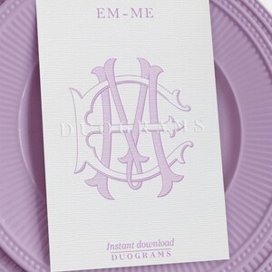 Wedding Monogram Logo EM or ME Two Letter Monogram E M Intertwined ...