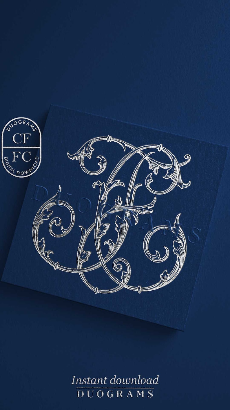 CF FC Vintage Wedding Monogram Logo Design F C Digital Download 2 ...