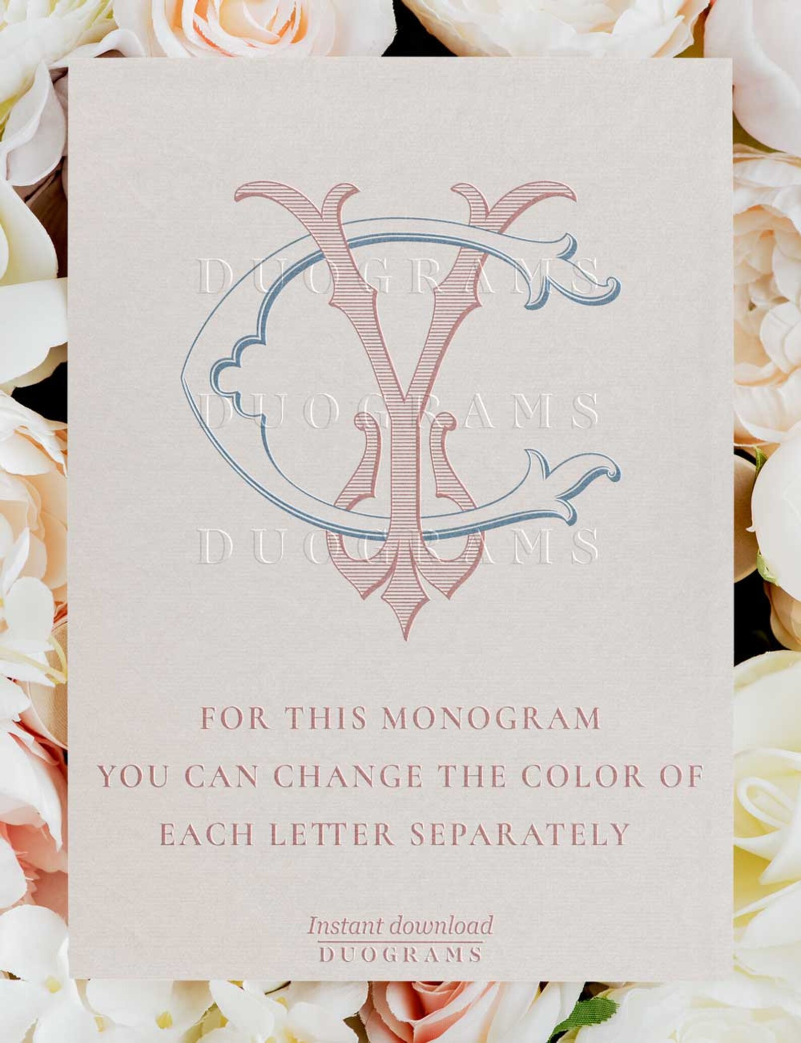 CY YC Vintage Monogram Logo Design C Y Wedding Initials + 2 Free Wreath ...
