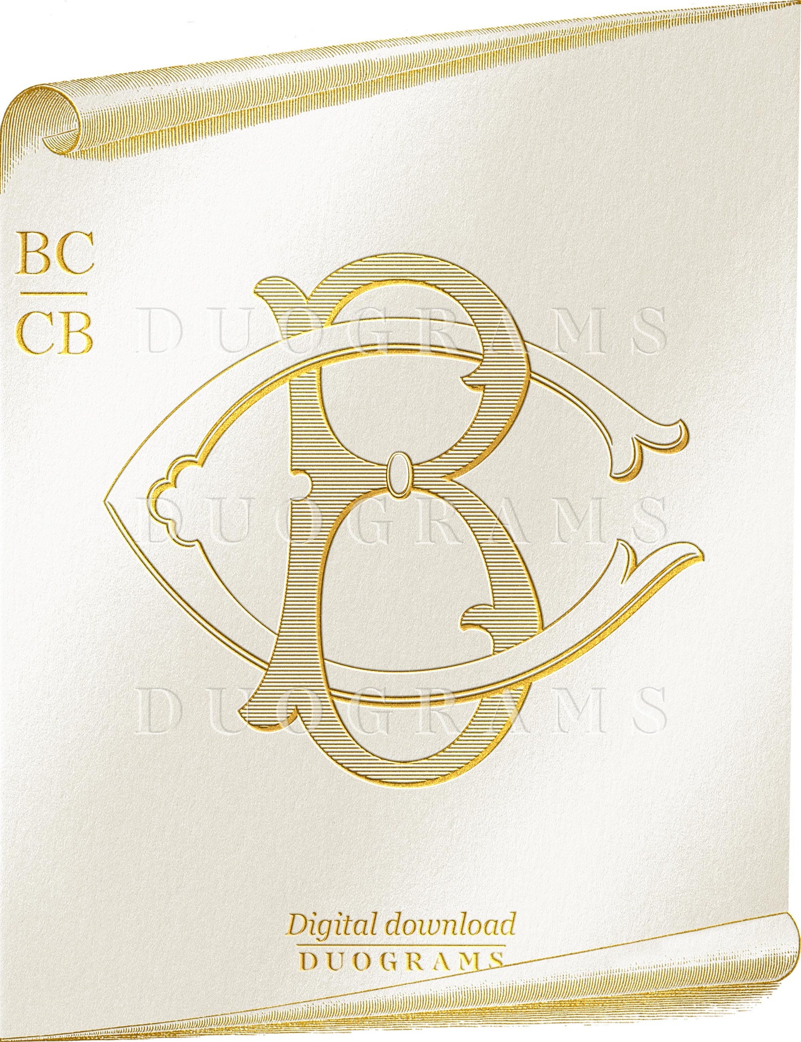 BC CB Wedding Monogram Logo Vintage Duogram B C Intertwined Monogram C ...