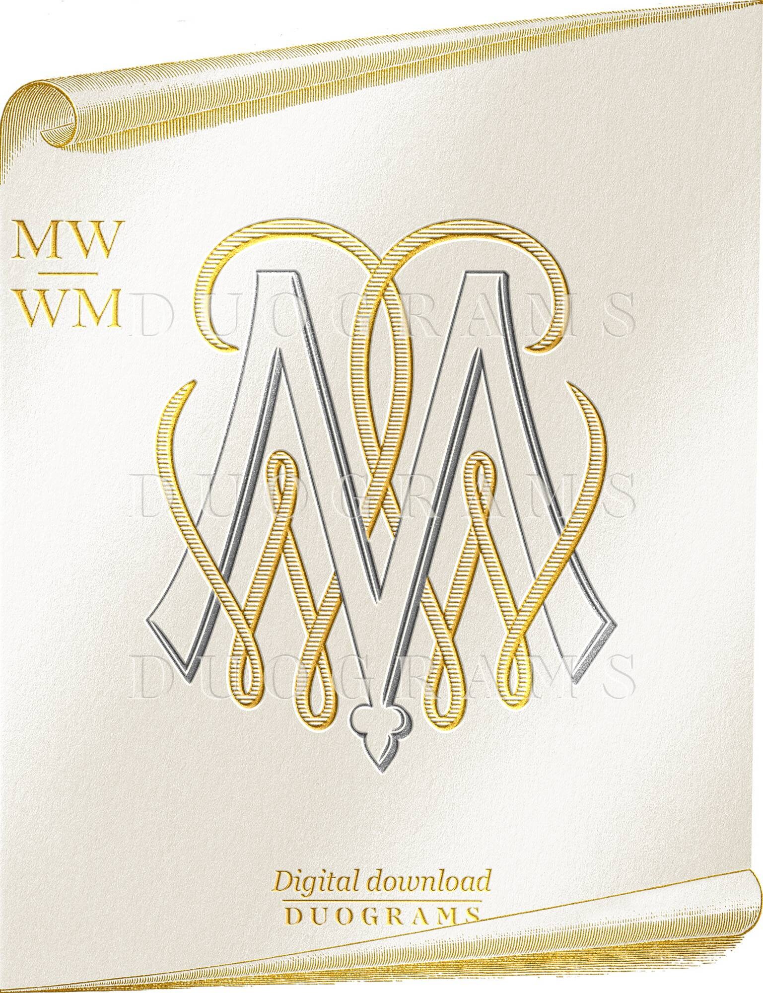 MW WM Wedding Logo Design M W Monogram Wreath SVG - Etsy