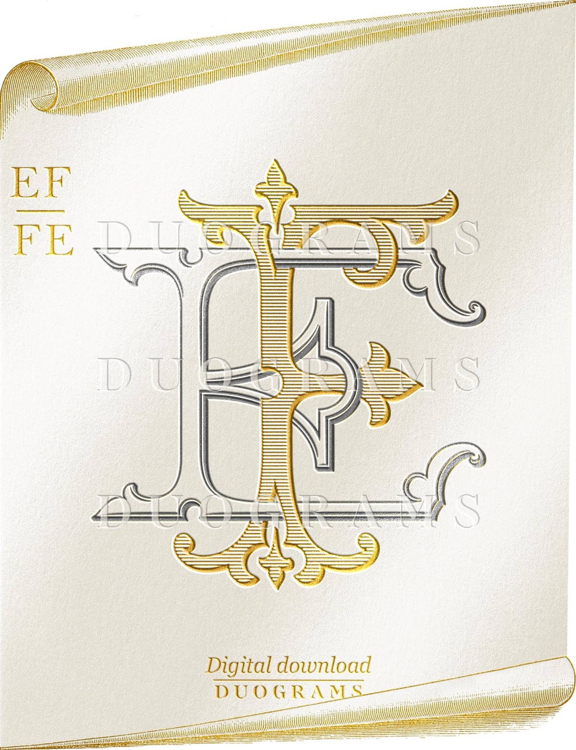 Wedding Monogram Logo Design EF FE Monogram Wreath SVG Digital Download ...