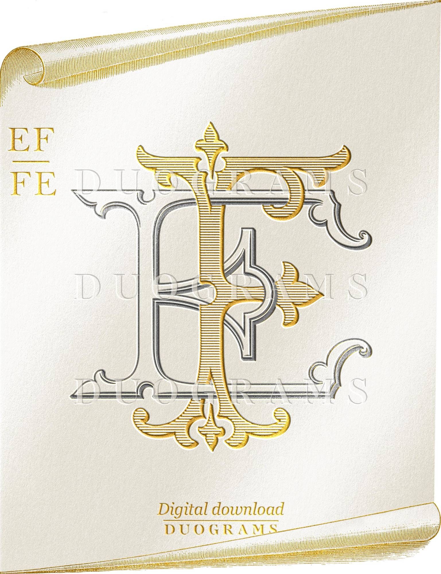 Wedding Monogram Logo Design EF FE Monogram Wreath SVG Digital Download ...