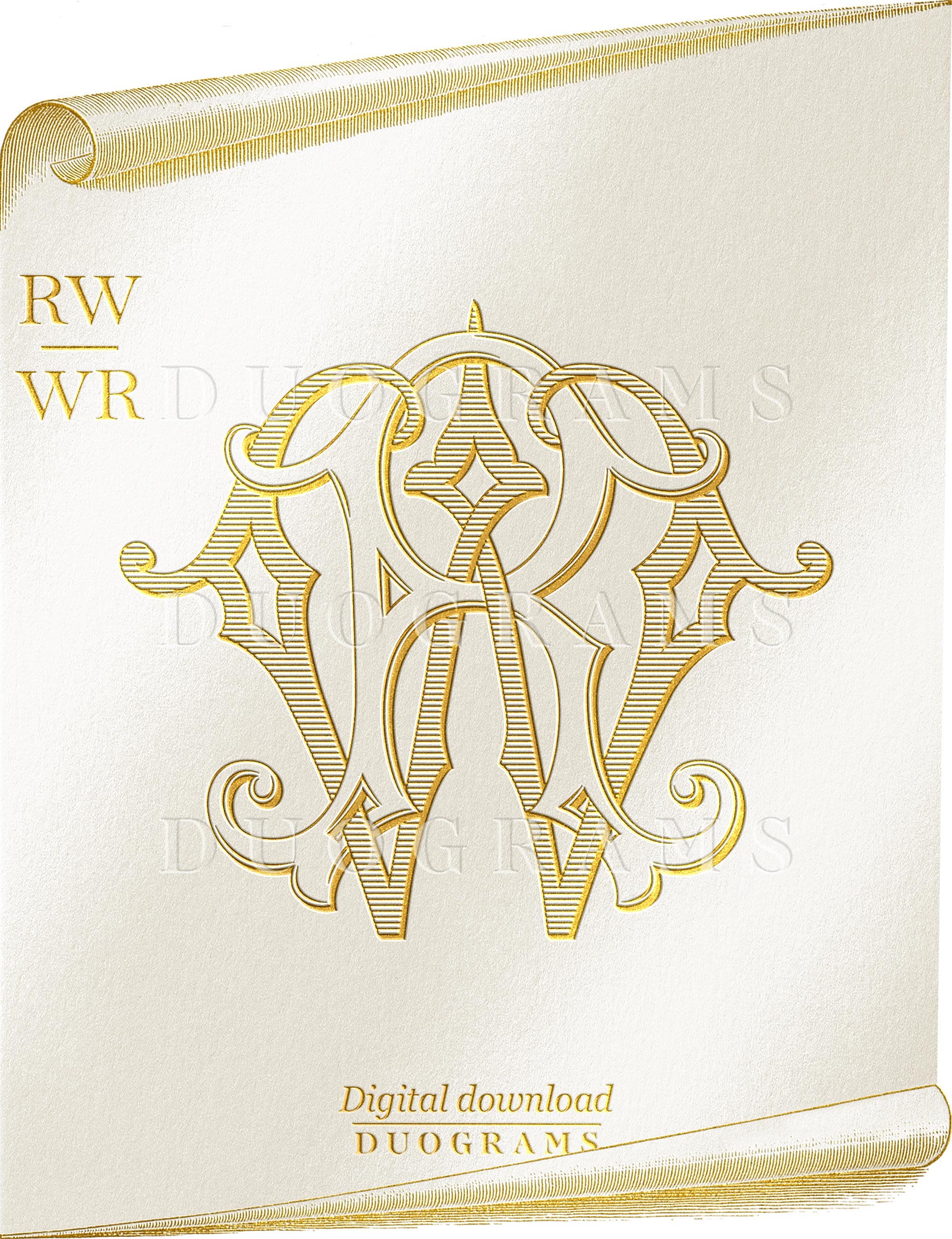 Vintage Wedding Monogram RW WR Digital Download - Etsy