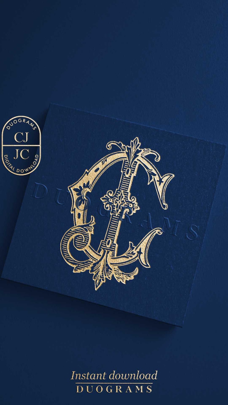 CJ JC Vintage Wedding Monogram Logo Design SVG Two Letters Monogram C J ...