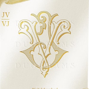 Vintage Wedding Monogram Logo JV VJ Digital Download - Etsy