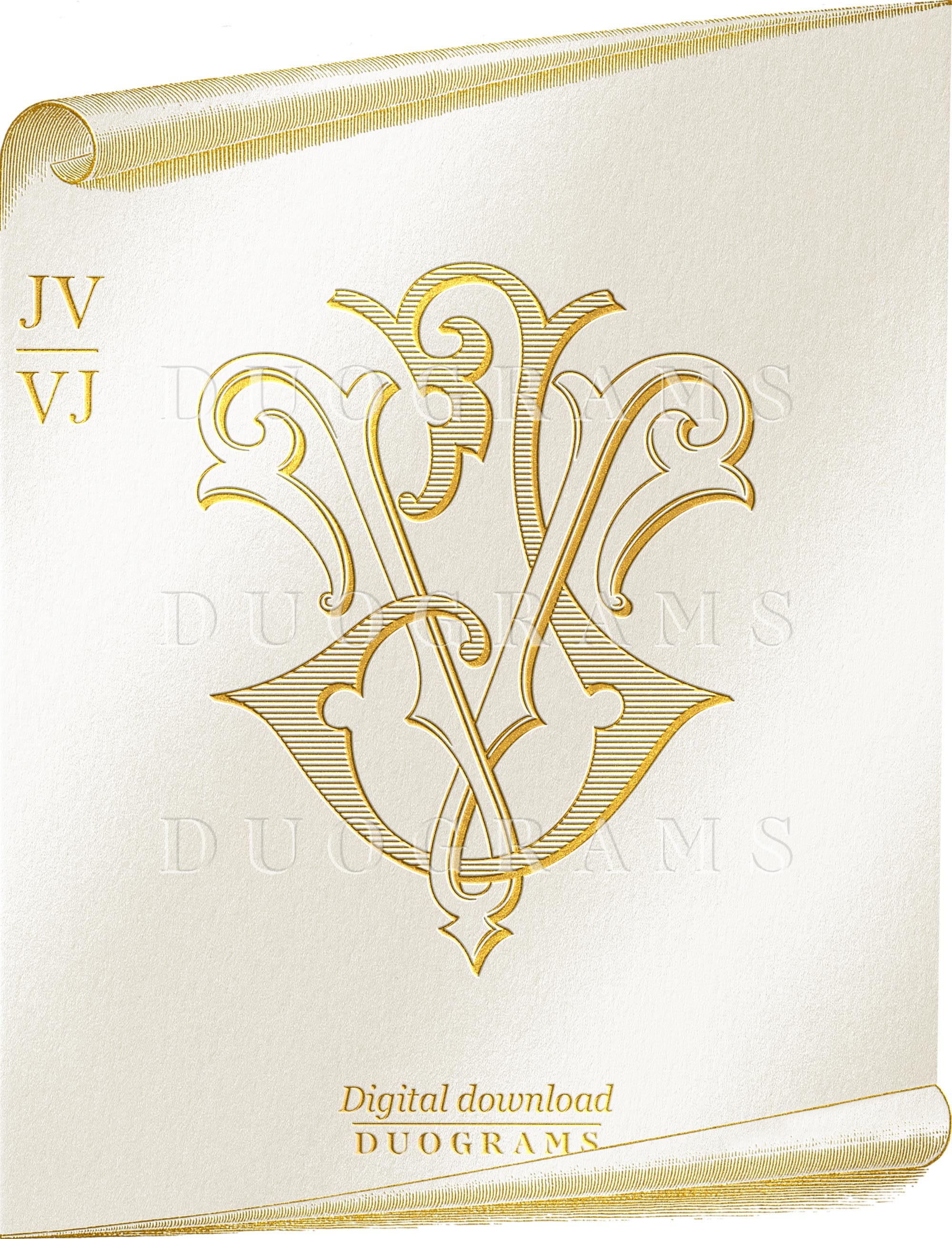 Vintage Wedding Monogram Logo JV VJ Digital Download - Etsy