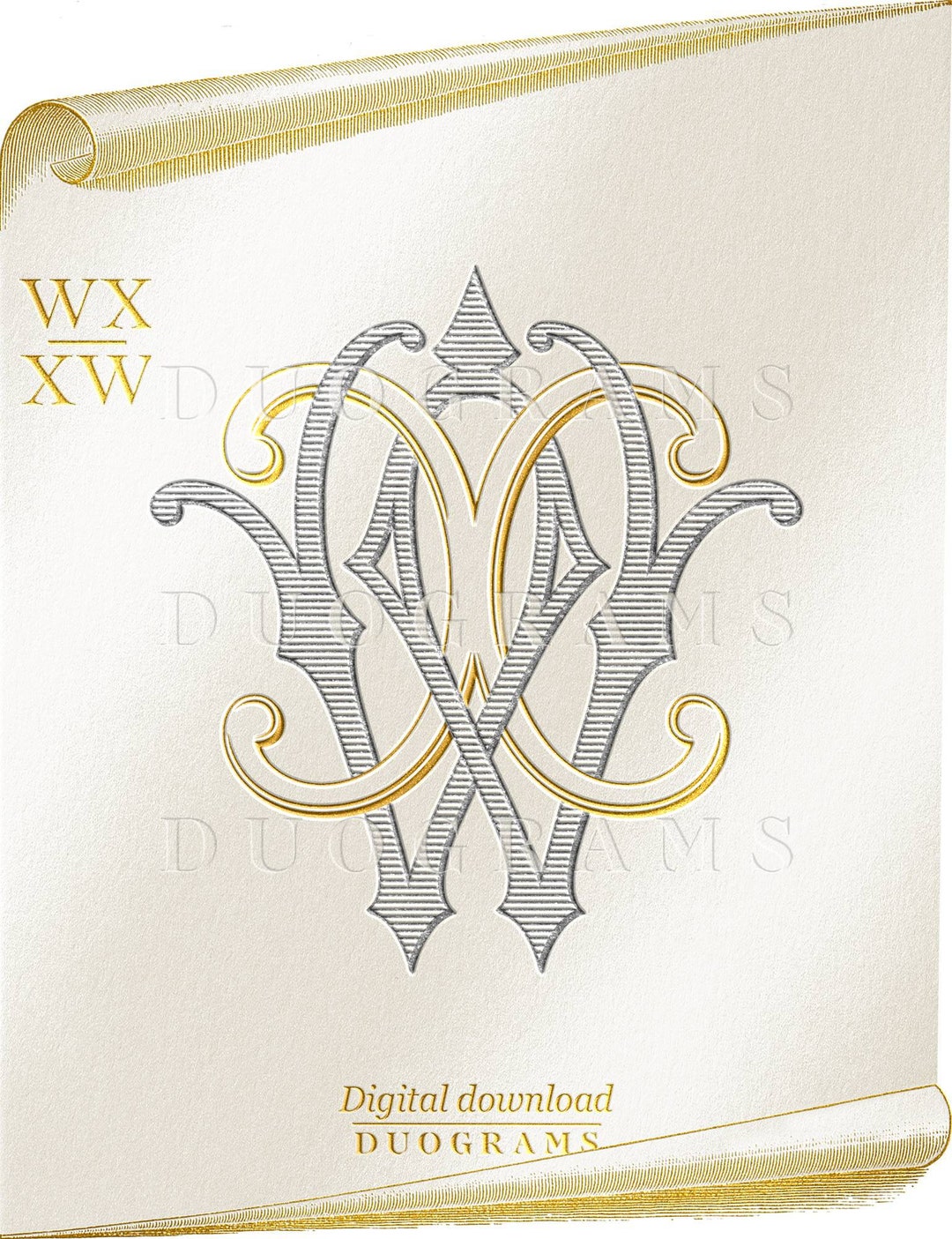 WX XW Wedding Monogram Logo Design W X X W Two Letter Monogram Initials ...