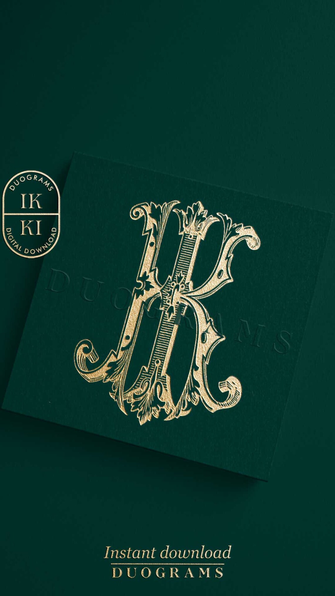 IK KI Vintage Wedding Monogram Logo Design SVG 2-letter Monogram I K ...