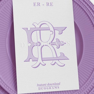 ER RE Wedding Monogram Design E R Two Letter Monogram Initials R E ...