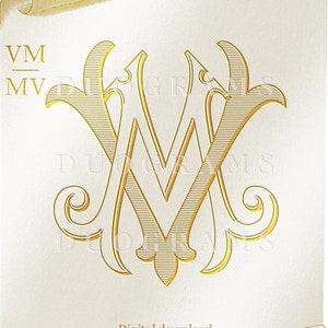 MV Vintage Wedding Monogram Logo VM Instant Download - Etsy