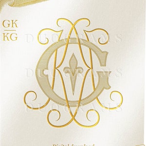 Vintage Monogram Logo Design GK KG Monogram Wreath SVG Digital Download ...
