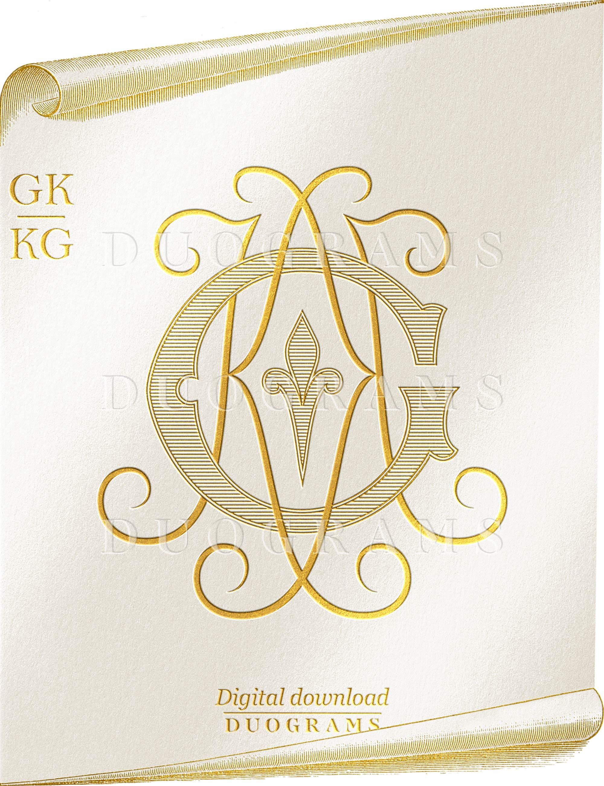Vintage Monogram Logo Design GK KG Monogram Wreath SVG Digital Download ...