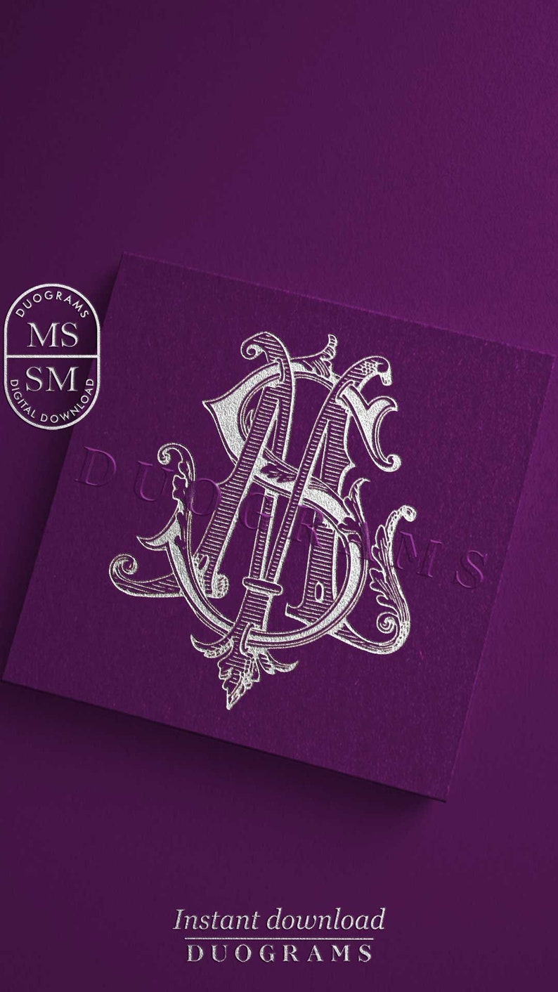 MS SM Interlocking Vintage Wedding Monogram Logo Design M S Two Letter ...