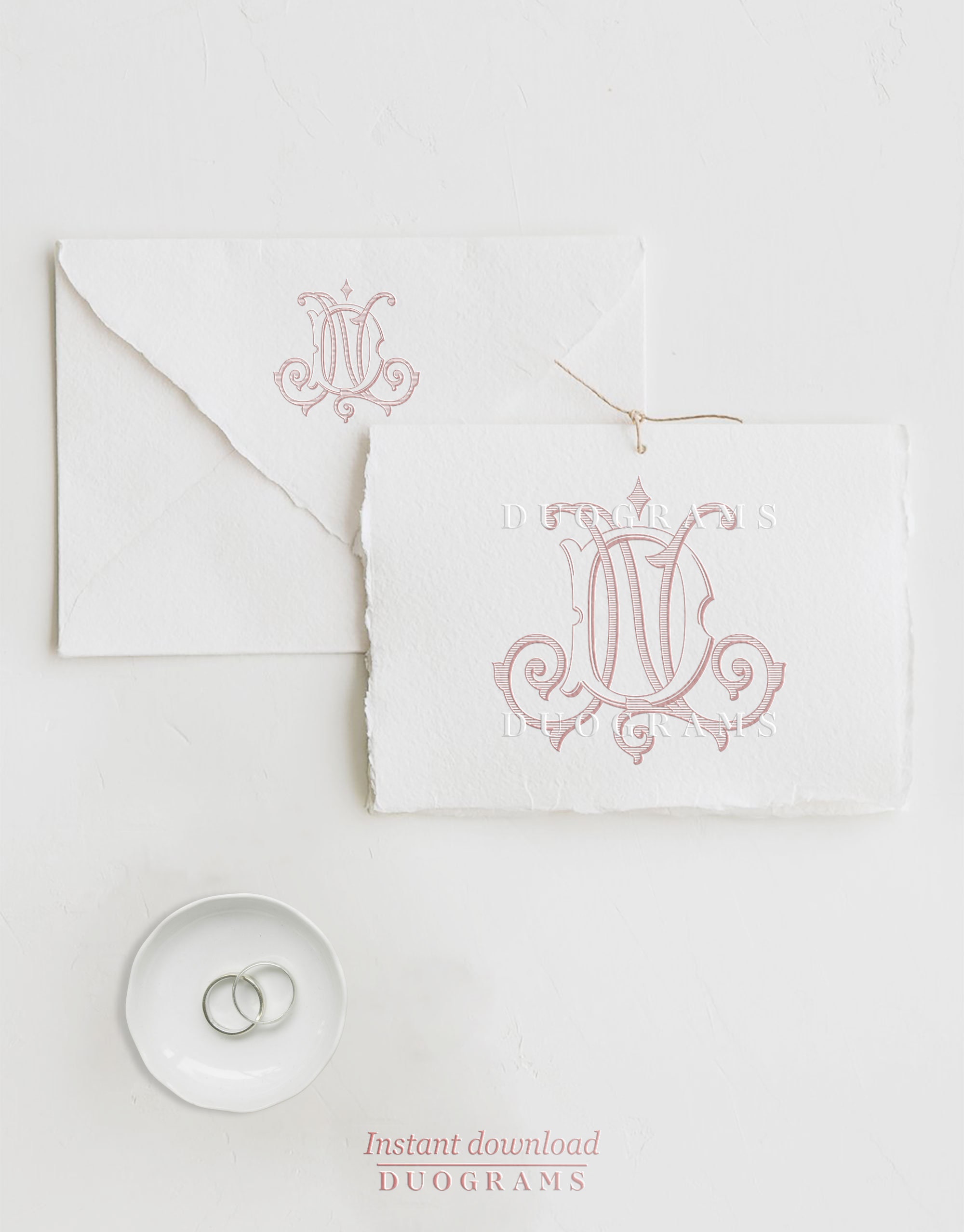 Vintage Wedding Monogram Logo DN or ND Duogram D N Intertwined Monogram ...