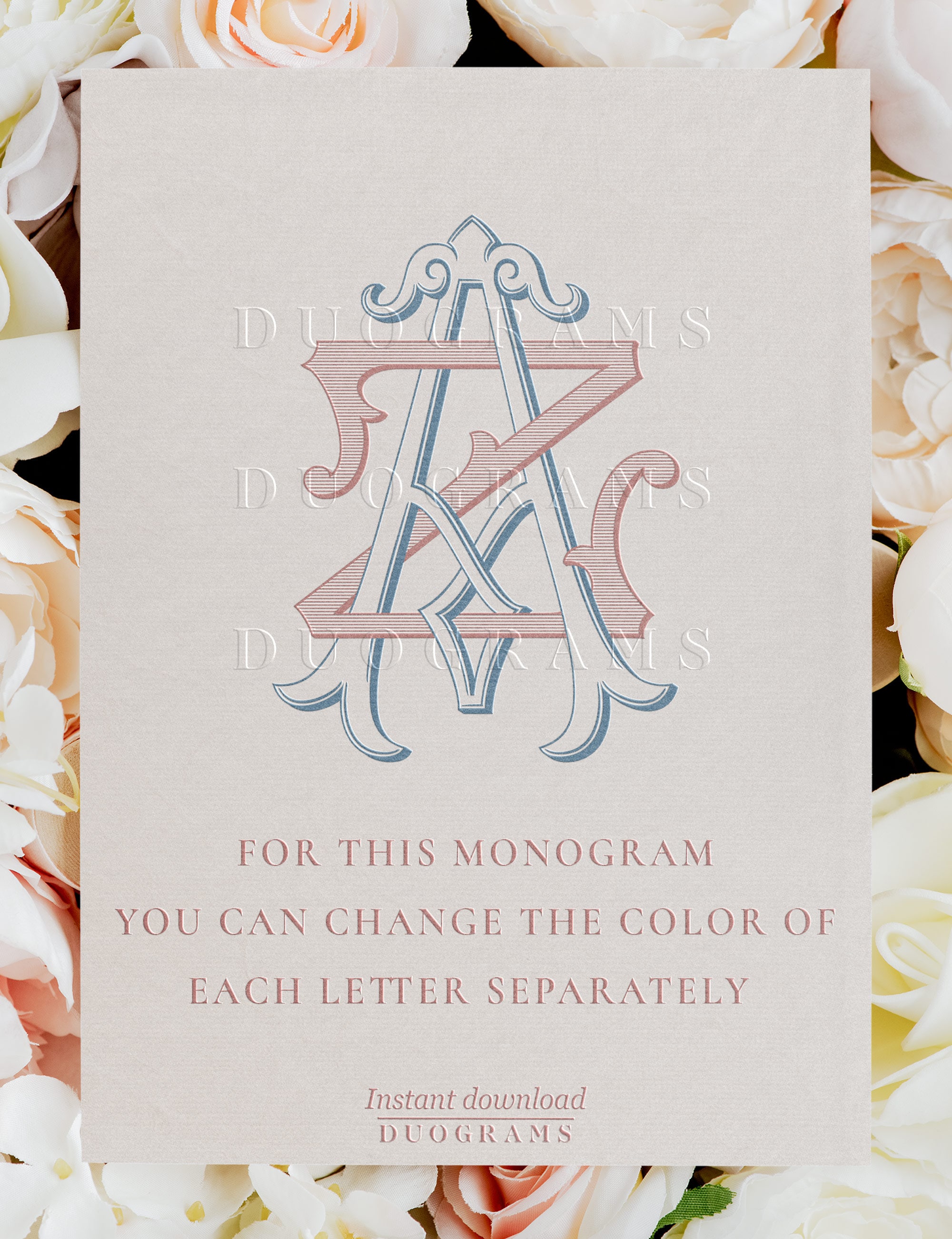 AZ ZA Wedding Monogram Letter Logo Initial Designs SVG Digital Download ...