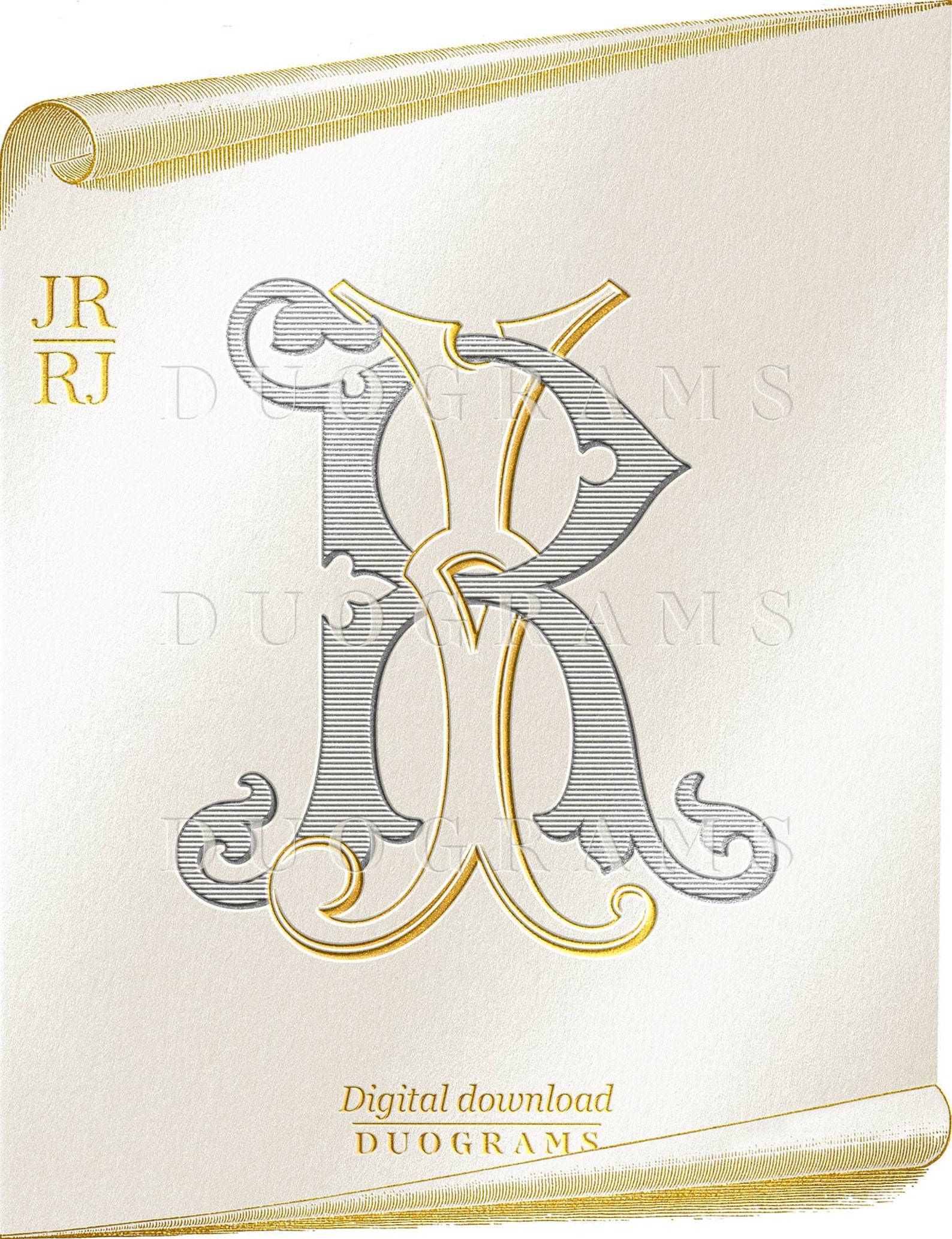 JR RJ Wedding Monogram Logo Design J R R J Two Letter Monogram Initials ...