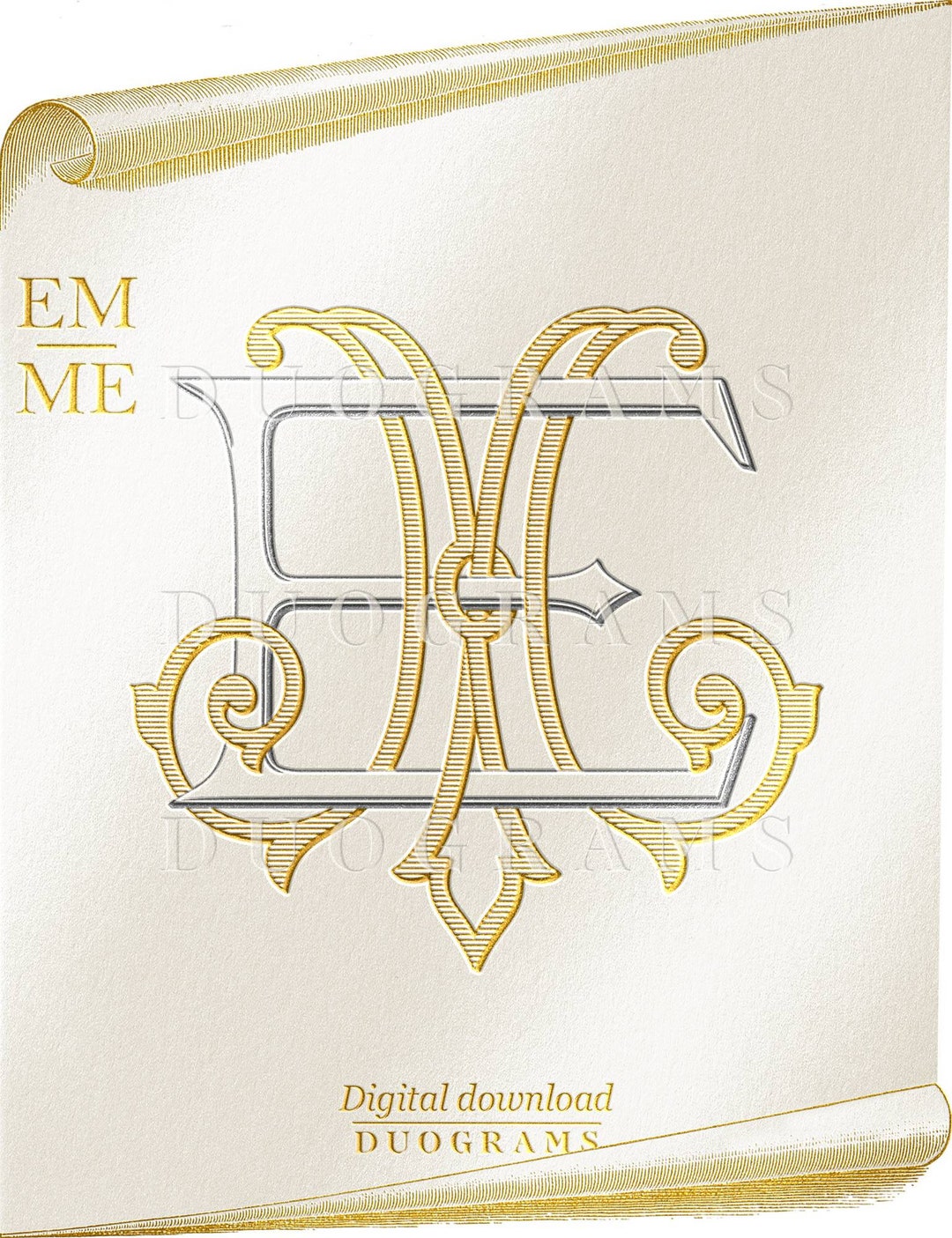 EM ME Wedding Monogram Logo Design E M Digital Download SVG + 2 Free ...