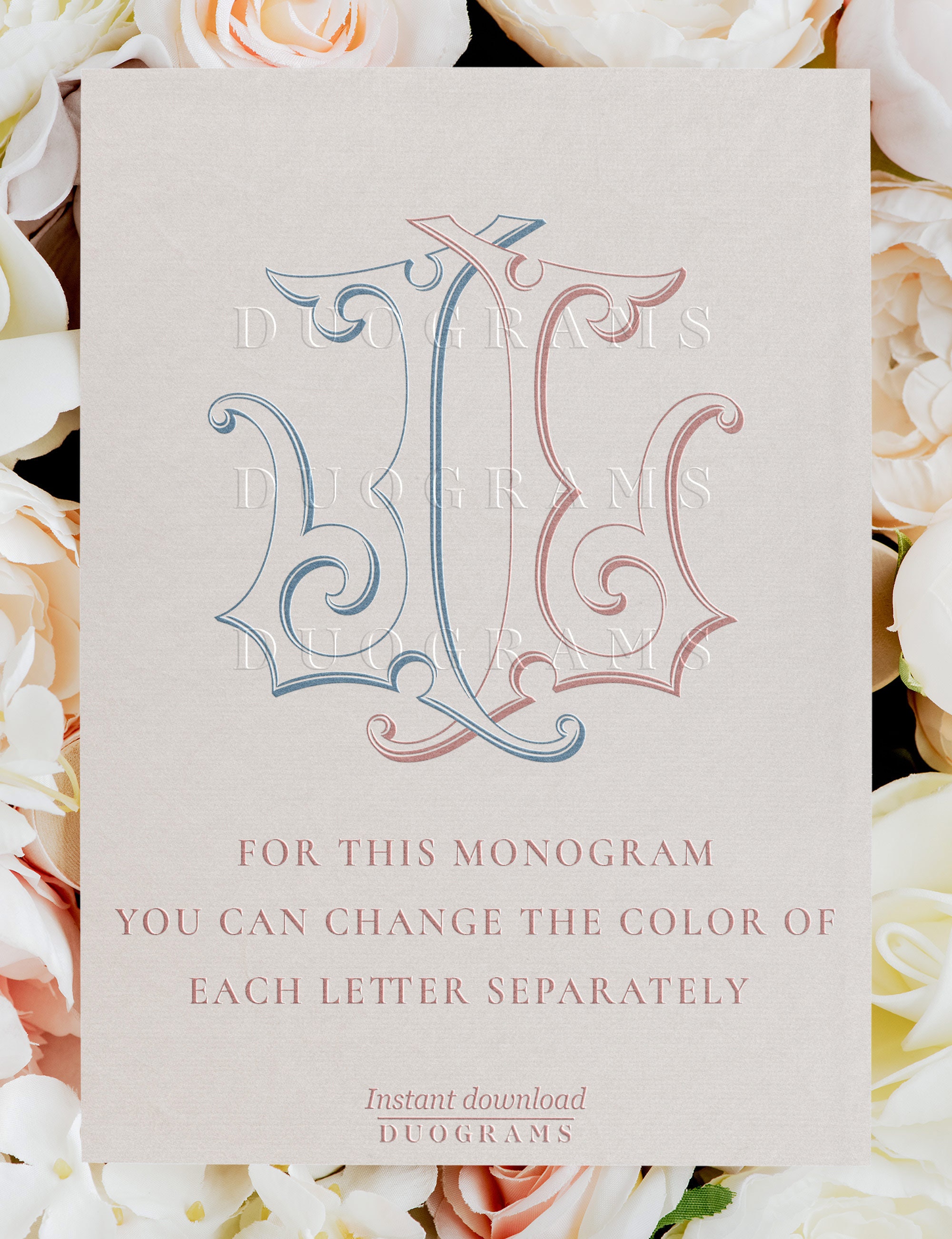 Wedding Monogram Logo LL Monogram Wreath SVG Digital Download - Etsy