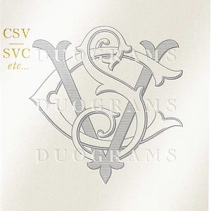 Wedding 3 Letter Monogram CSV or SVC or VCS Interlocking Monogram ...