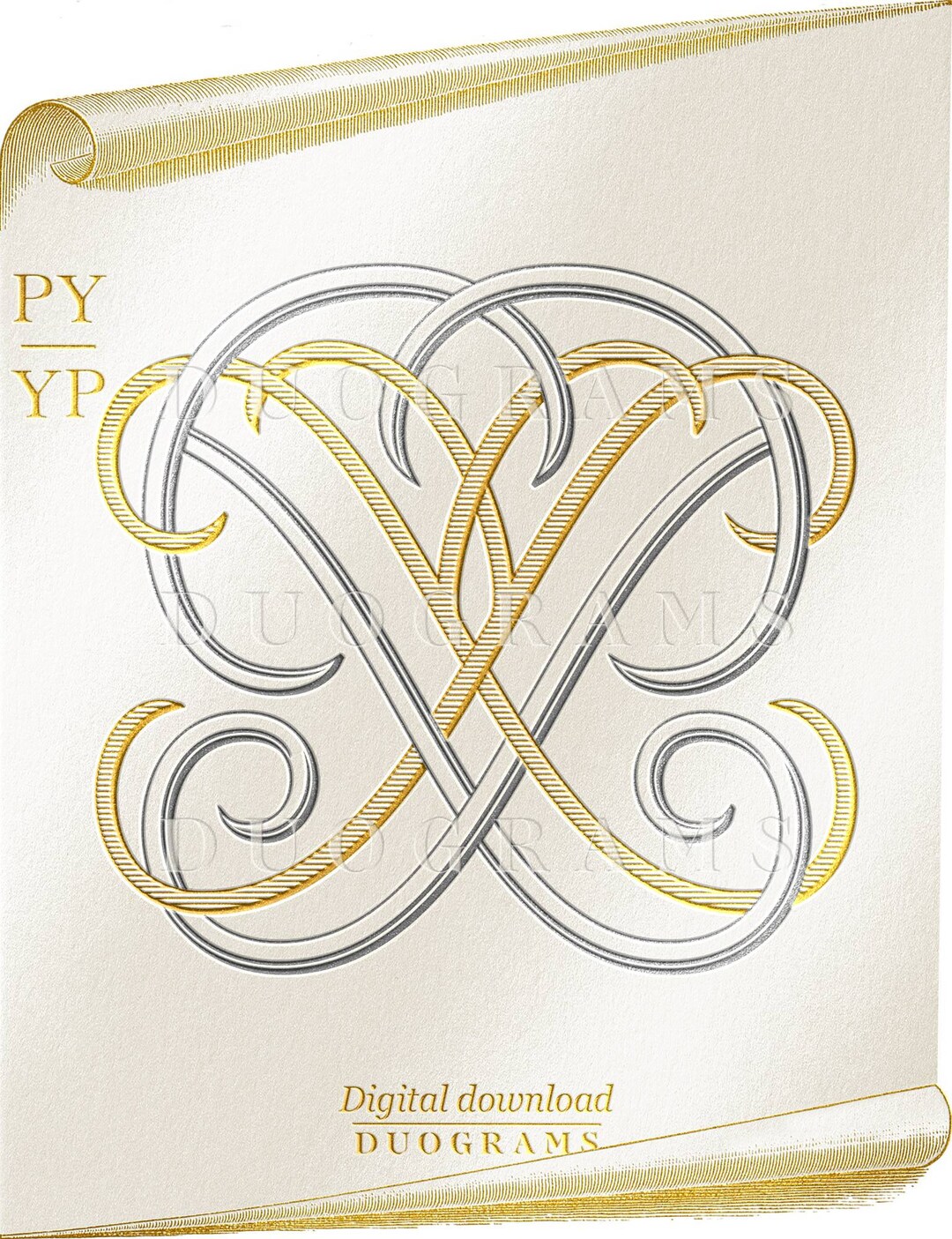 Wedding Monogram Logo Design PY YP Monogram Wreath SVG - Etsy