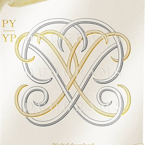 Wedding Monogram Logo Design PY YP Monogram Wreath SVG - Etsy