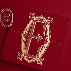 Vintage Monogram Logo EO or OE Interlocked Monogram Design E O Wedding ...