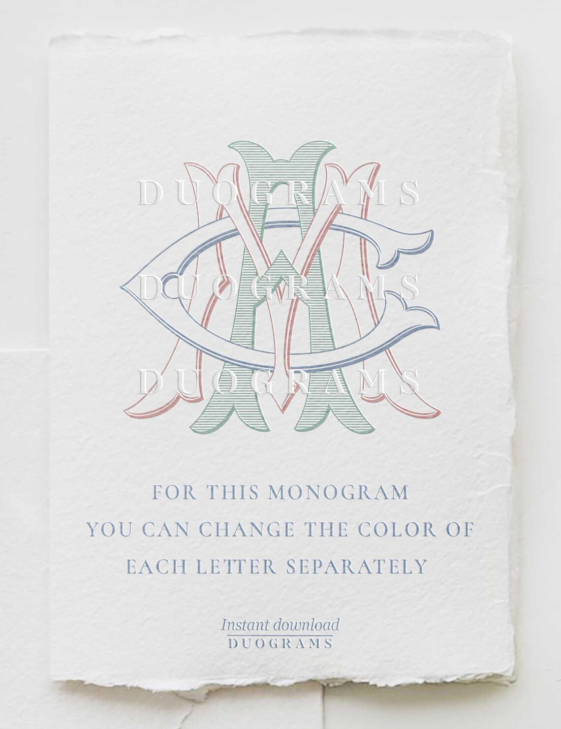 3 Letter Wedding Monogram Logo ACM or MCA or CMA Interlocking Monogram ...