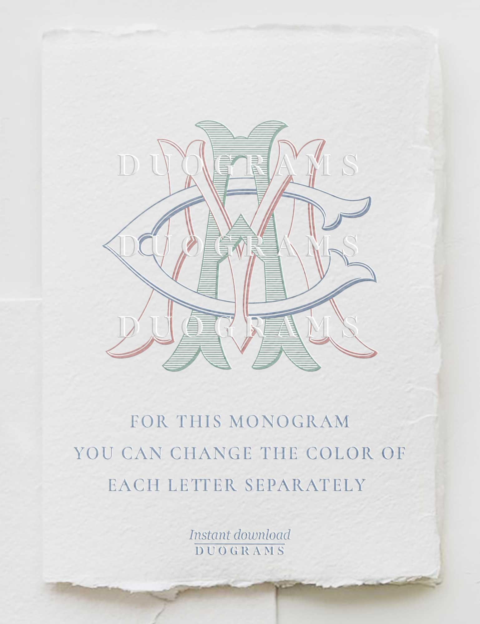 3 Letter Wedding Monogram Logo ACM or MCA or CMA Interlocking Monogram ...