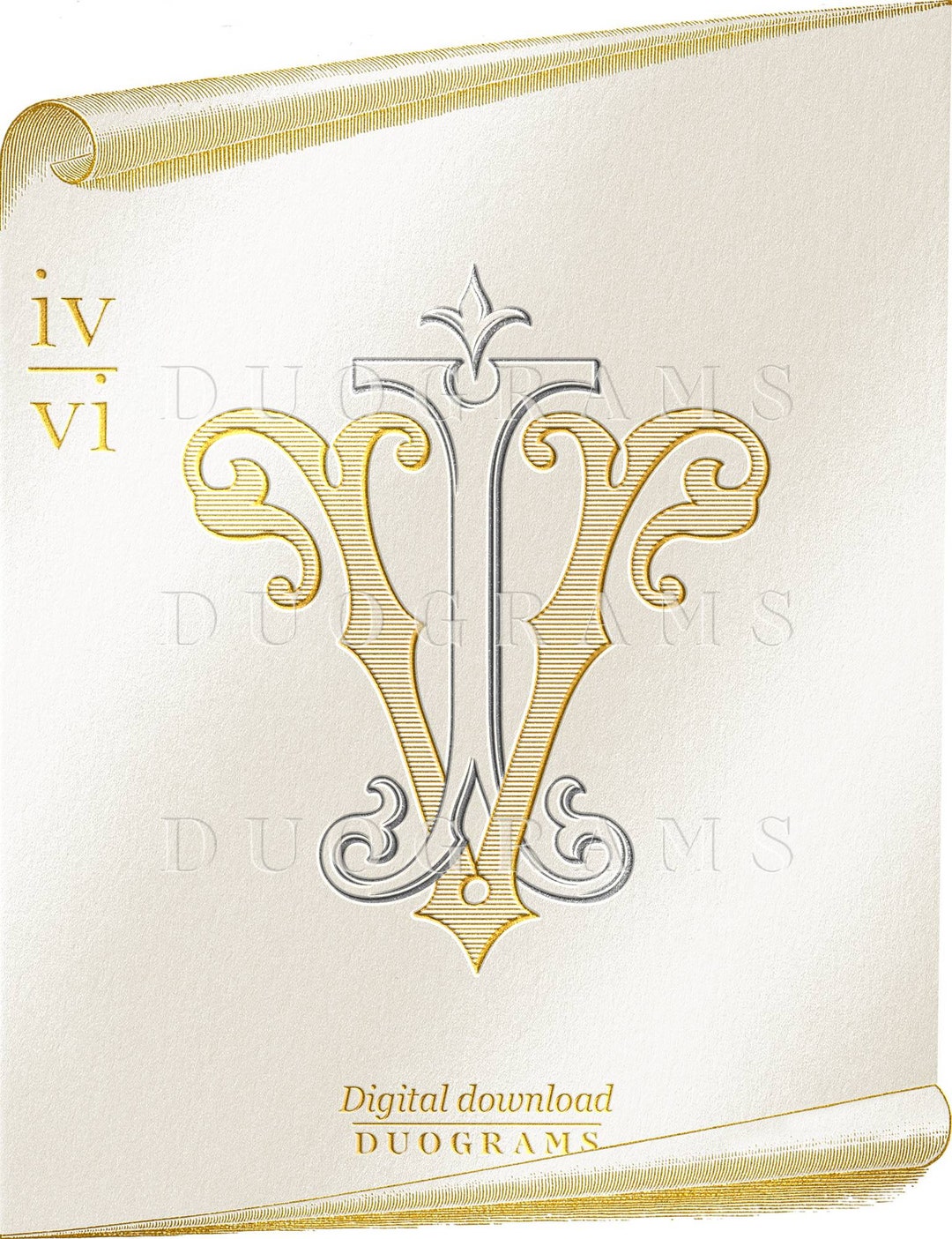 Vintage Monogram Design IV VI Monogram Wreath SVG Digital Download - Etsy