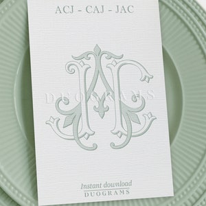 3 Letter Monogram Logo JCA or ACJ or CAJ Interlocking Monogram Design A ...